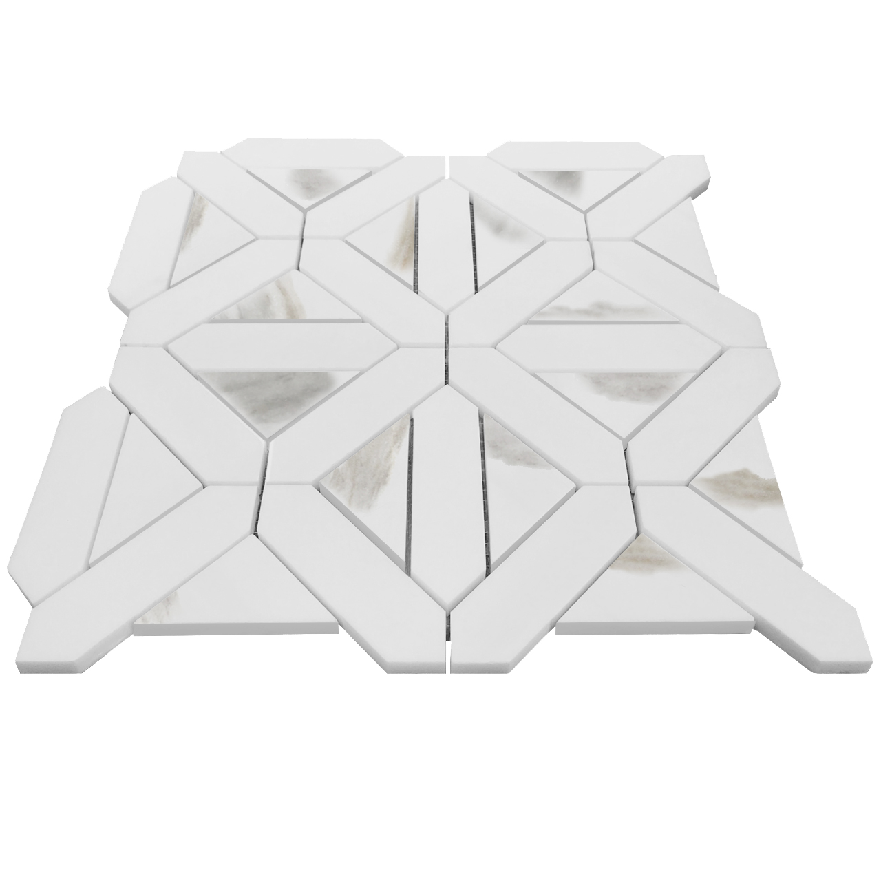 Bianco Dolomite Marble with Calacatta Gold Triangles Geometrica Mosaic ...