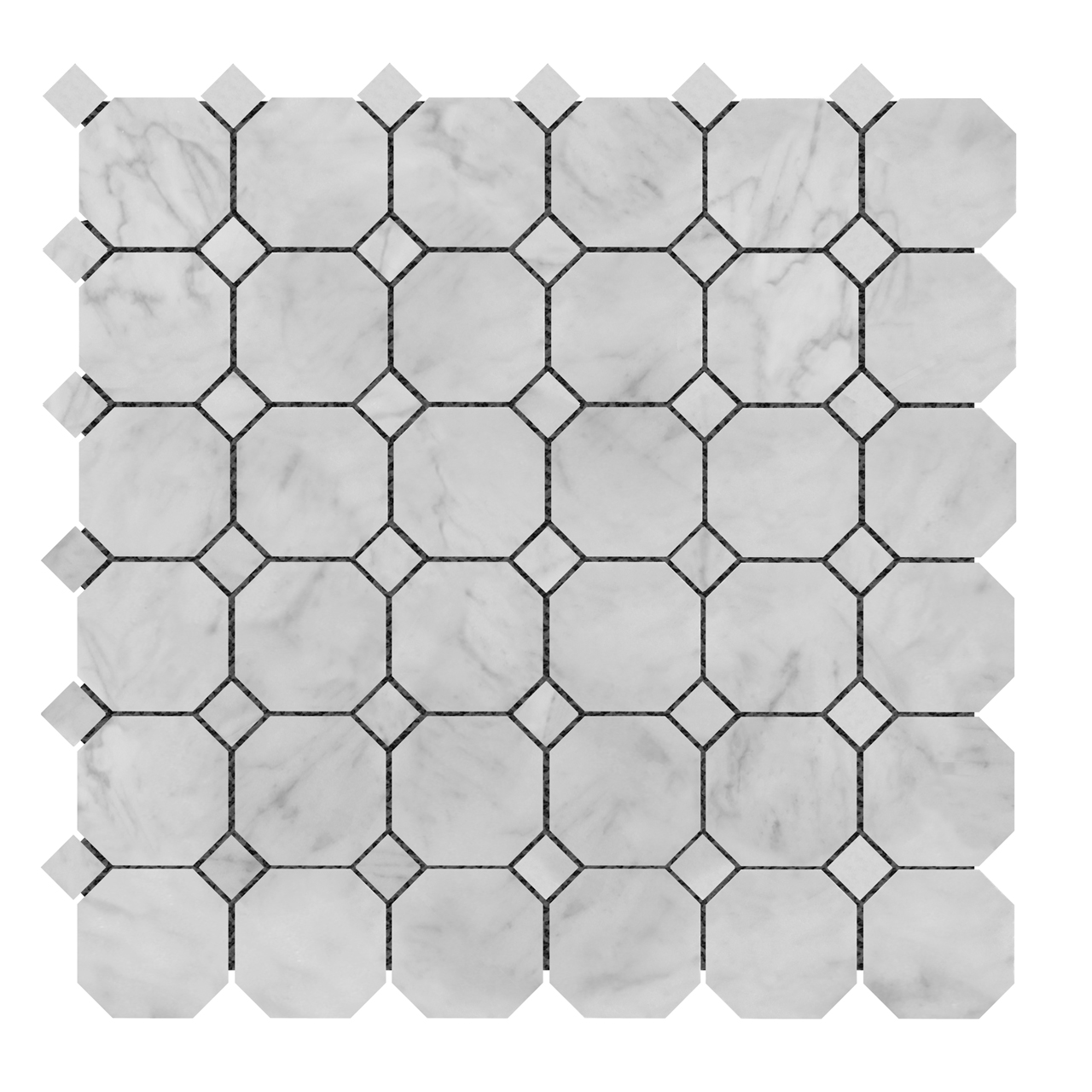 Carrara White Italian Marble Octagon Mosaic Tile Polished